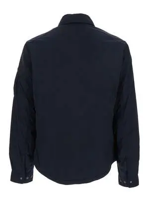 C.P. COMPANY C. P. Company Tech Fabric Button-front Jacket With Classic Collar And Logo Sleeve Plate - Blu