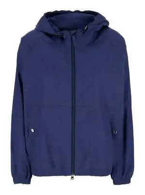 DUNST Cotton-blend Hooded Zip-front Jacket - Blu