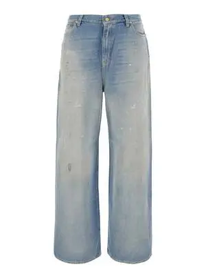 GOLDEN GOOSE Journey Melody Boyfriend Jeans For With High-waist And Paint Detail - Blu