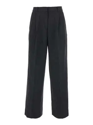 DUNST Double Pleated Wide Slacks With Pockets - Grey