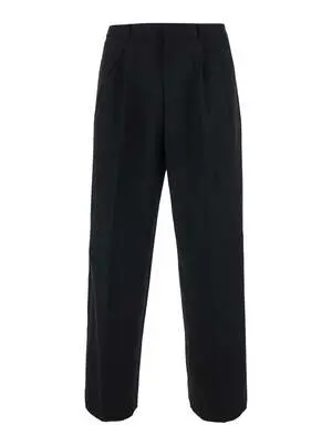 DUNST Double Pleated High-waist Wide Tech Fabric Slacks - Black
