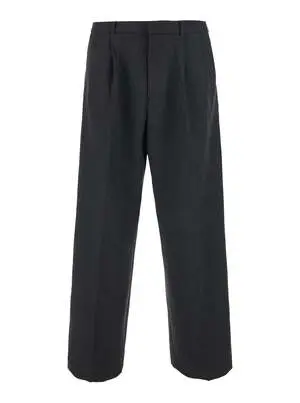 DUNST Double Pleated Wide Slacks With Tech Fabric And Side Pockets - Grey