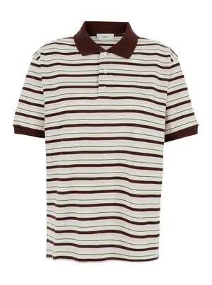 DUNST Cotton Polo Shirt With Embroidered Logo And All-over Stripe Motif - Multicolor