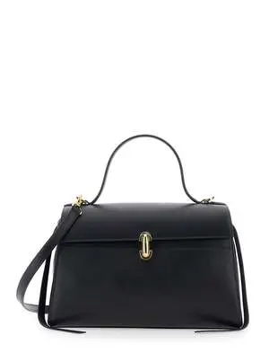 Savette Soft Symmetry Leather Handbag With Top Zip Closure, Two Handles, 30 X 20 X 15 Cm - Black