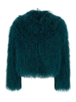 LEPLAIN Short Fur Jacket With Hidden Front Closure - Blu