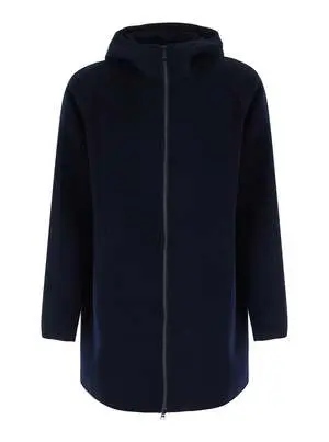 Aspesi Wool Jacket With Fixed Hood And Front Zip Closure - Blu