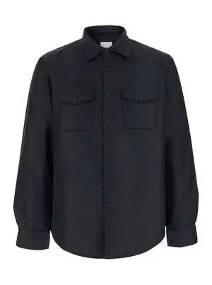 Aspesi Tech Fabric Pointed-collar Jacket With Button Front - Black