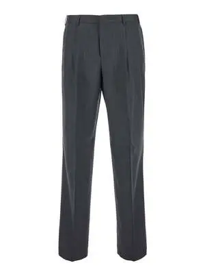 PT TORINO Wool Blend Dress Pants With Belt Loops, Front Pleats & Straight Hem - Blu