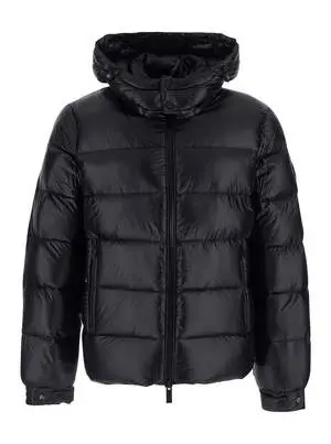 HESKIMO Short Semi-shiny Down Jacket With High Collar And Zip Front - Black