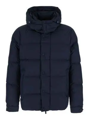 HESKIMO Padded Mini Down Jacket With High Collar & Zip Front - Blu