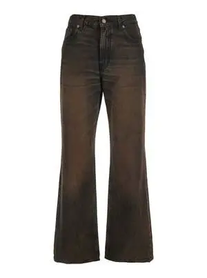 HAIKURE Logo Patch Wide-leg Denim Jeans With Five-pocket Styling - Brown