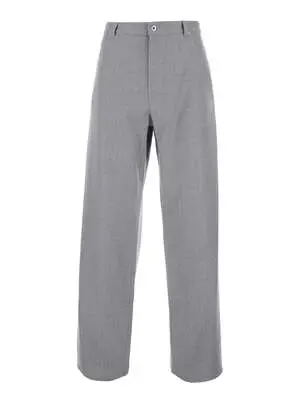 Bottega Veneta Wool Straight-leg Trousers With Front Closure And Patch Pockets