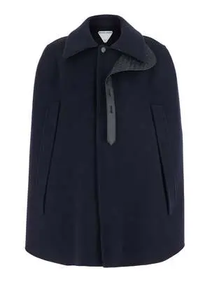 Bottega Veneta Soft Wool Cashmere Short Cape For - Blu