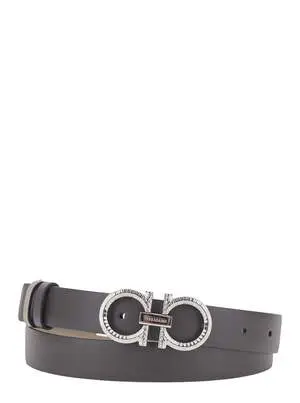 FERRAGAMO Gancini Hook Bright Calf Leather Belt For - Brown