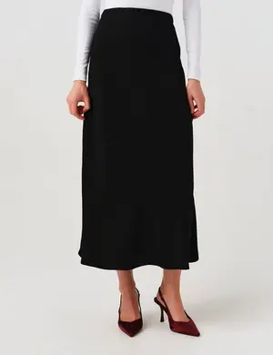 GHOST LONDON Lyra Satin Midi Skirt - Black