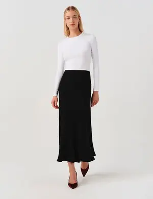 GHOST LONDON Lyra Satin Midi Skirt - Black