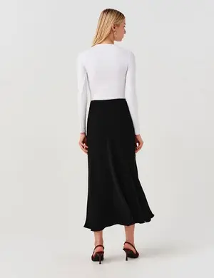 GHOST LONDON Lyra Satin Midi Skirt - Black