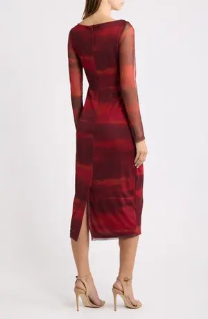 Vince Camuto Long Sleeve Mesh Body-con Dress