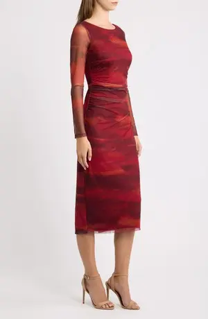 Vince Camuto Long Sleeve Mesh Body-con Dress