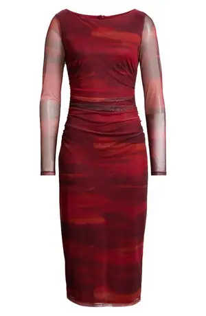 Vince Camuto Long Sleeve Mesh Body-con Dress