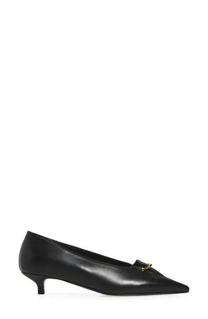 TOTEME Pierced Pointed Toe Leather Pump - Black