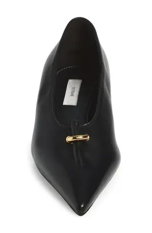 TOTEME Pierced Pointed Toe Leather Pump - Black