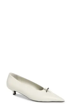 TOTEME Pierced Pointed Toe Leather Pump Off-white