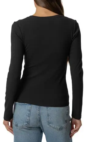 Kut From The Kloth Sarah Long Sleeve Rib Top - Black
