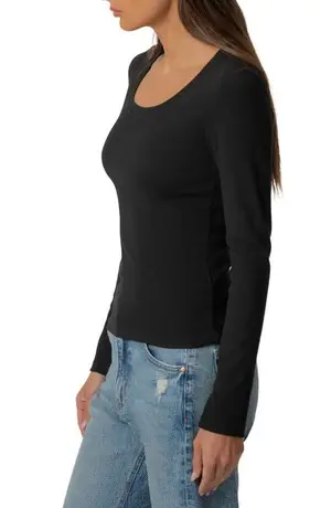 Kut From The Kloth Sarah Long Sleeve Rib Top - Black