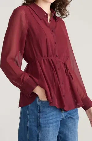 Universal Standard Tie Waist Chiffon Shirt