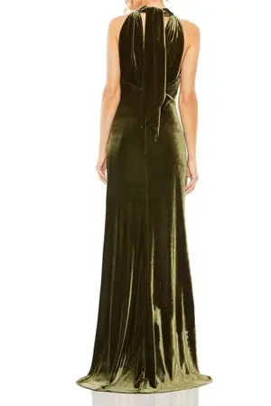Mac Duggal Velvet Halter Column Gown