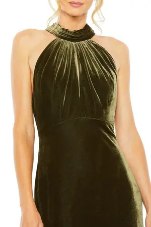 Mac Duggal Velvet Halter Column Gown