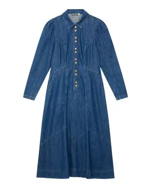 Mint Velvet Denim Midi Classic Collar Shirt Dress - Blue