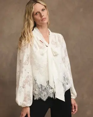 Mint Velvet Lace Pussybow Blouse