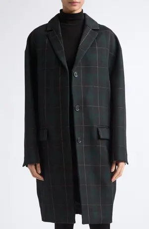 TOTEME Plaid Wool Blend Coat - Pine/black