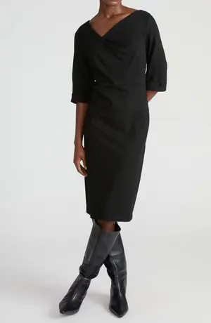 Universal Standard Lando Ponte Midi Dress - Black