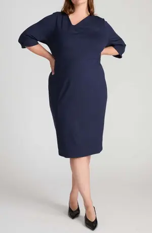 Universal Standard Lando Ponte Midi Dress - Navy