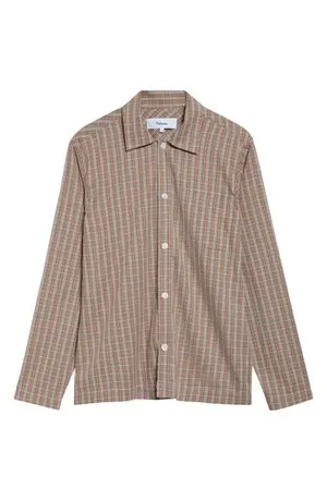 PALMES Fault Plaid Camp Shirt - Brown