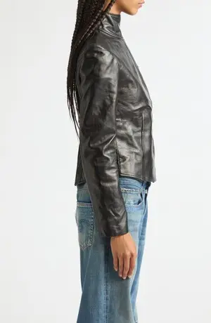 R13 Asymmetrical Front Leather Jacket