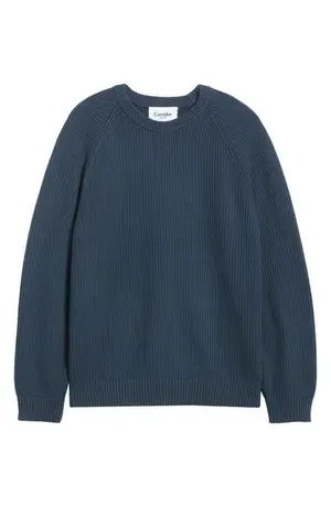 CORRIDOR Washed Cotton Rib Crewneck Sweater - Navy