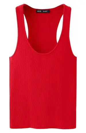 Mango Fitted Ribbed Tank Top - Red