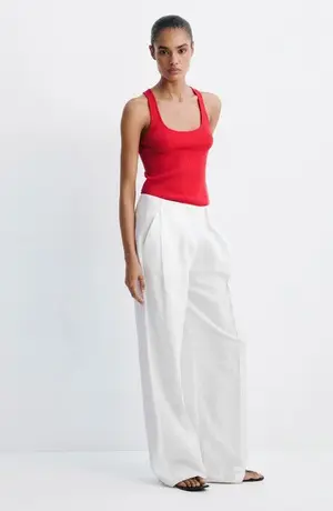 Mango Fitted Ribbed Tank Top - Red