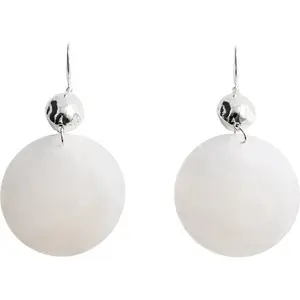 Mango Shell Pendant Drop Earrings - Silver