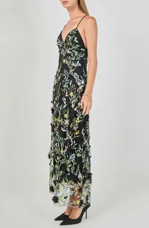 Endless Rose 3d Floral Embroidered Maxi Dress