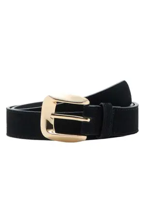 Mango Suede Leather Belt - Black