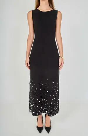 Endless Rose Pearl Embellished Knit Maxi Dress