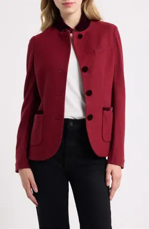 Rag & Bone Slade Embellished Wool Blazer - Burgundy