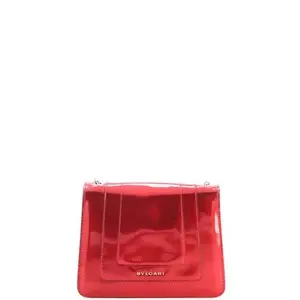 BVLGARI Serpenti Forever Square Shoulder Bag Metallic Leather Small