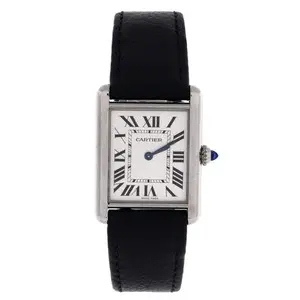 CARTIER Must De Tank Quartz Watch Stainless Steel And Leather 25 - Black