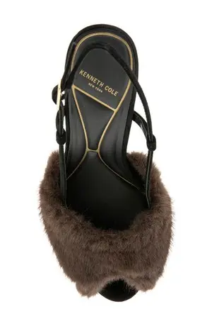 KENNETH COLE Londyn Faux Fur Slingback Sandal - Black